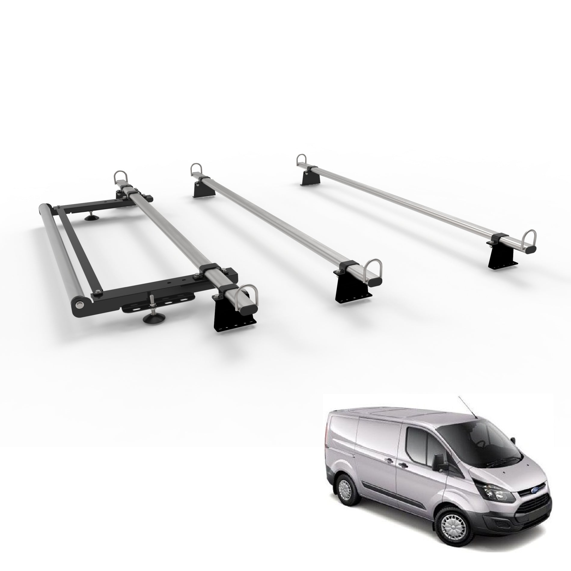 Roof Rack 3 bars for FORD TRANSIT CUSTOM VAN -TITAN WorkReady With Rea ...